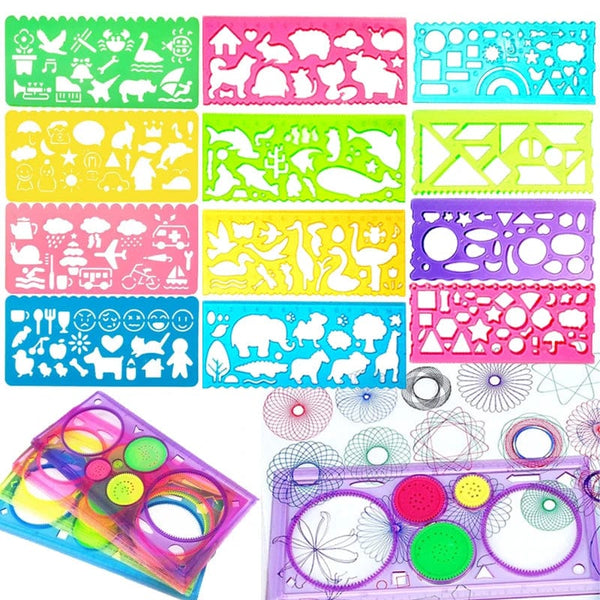 Animal Geometry Spirograph Drawing Stencils Set Painting Template Rule ...