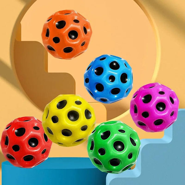 High Resilience Hole Ball Soft Bouncy Ball Anti-fall Moon Shape Porous ...