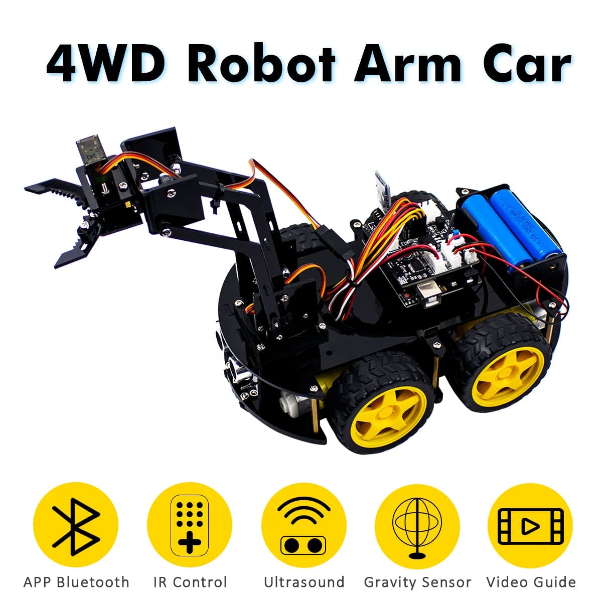 LAFVIN Mechanical 4WD Robot Arm Car Kit for Arduino Smart Robot Car Se