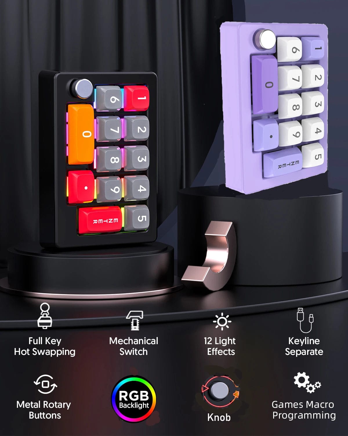 13 Key Macro Programmable Fully Hot Swappable Mechanical Switch 7 Colo