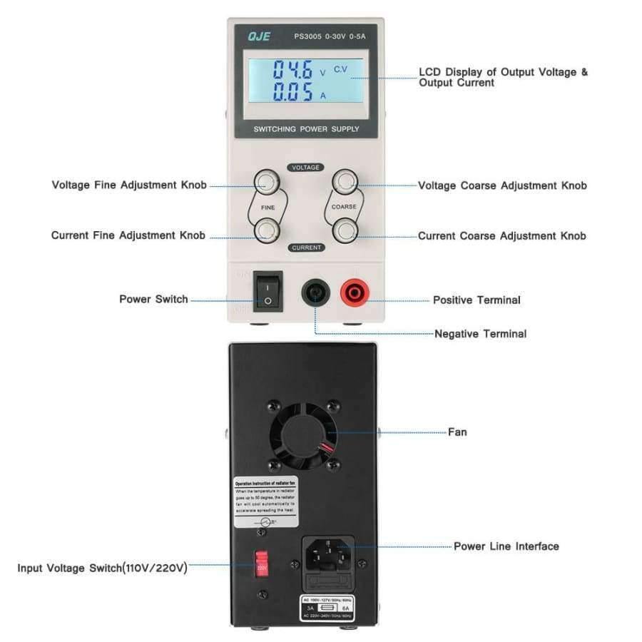 0-30V 0-5A 3 Digits laboratory power supply Regulated DC Switching ...