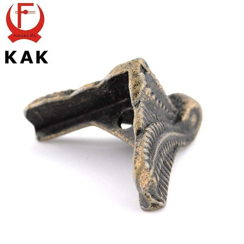 4PCS KAK Antique Corner Protector Bronze Jewelry Chest Box Wooden Case ...