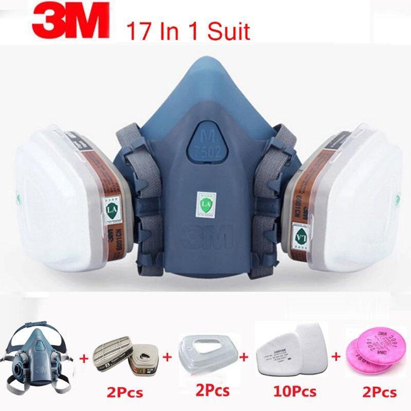 3M 7502 Respirator Mask 17 in 1 Suit Industry Painting Spray Dust Gas ...