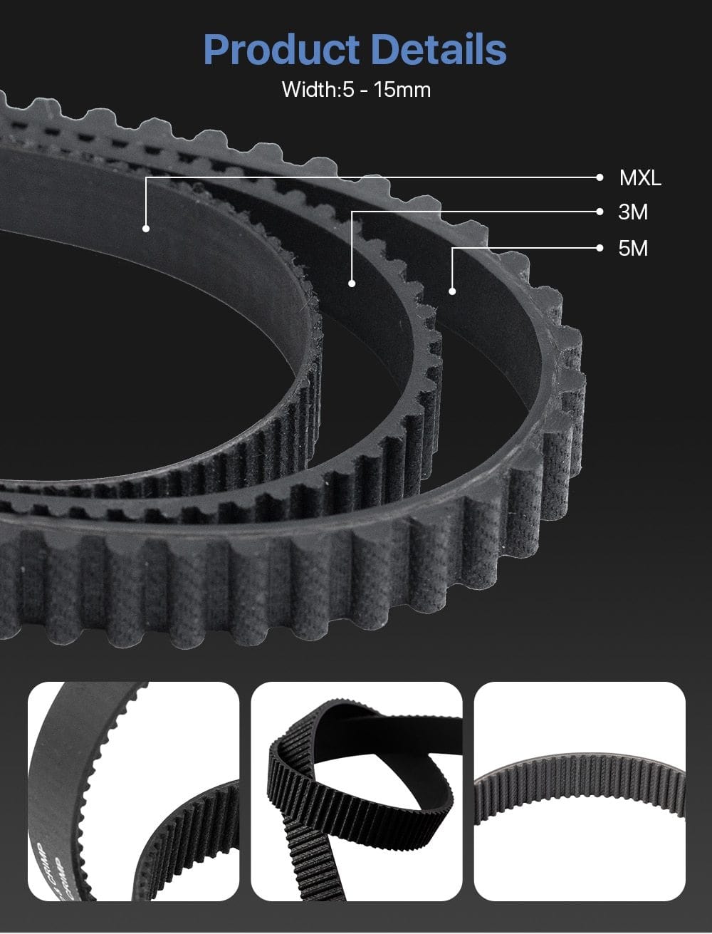 Cloudray MXL Open-Ended Timing Belt Transmission Belts Rubber Width 5m ...