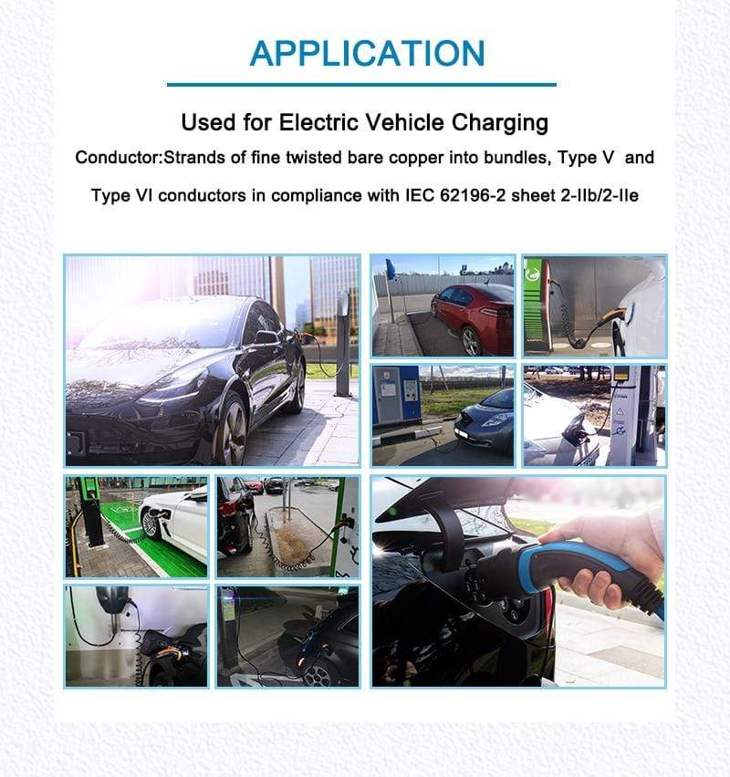 Cargador EV Tipo 2 32A Tipo 2 a Tipo 2 Cable de carga EV con 5M Spira ...