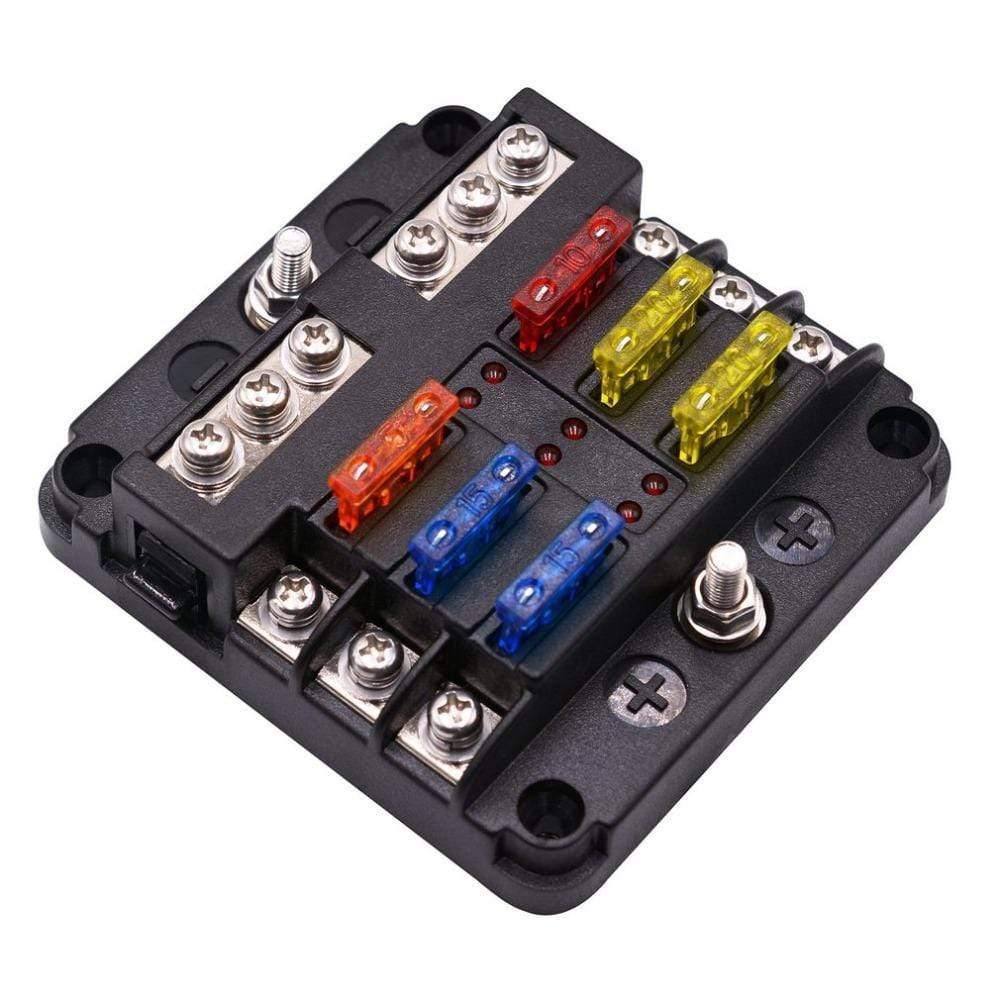 Fuse Box with Negative Bus Blade Fuses Holder Block 6/12 Way with LED ...