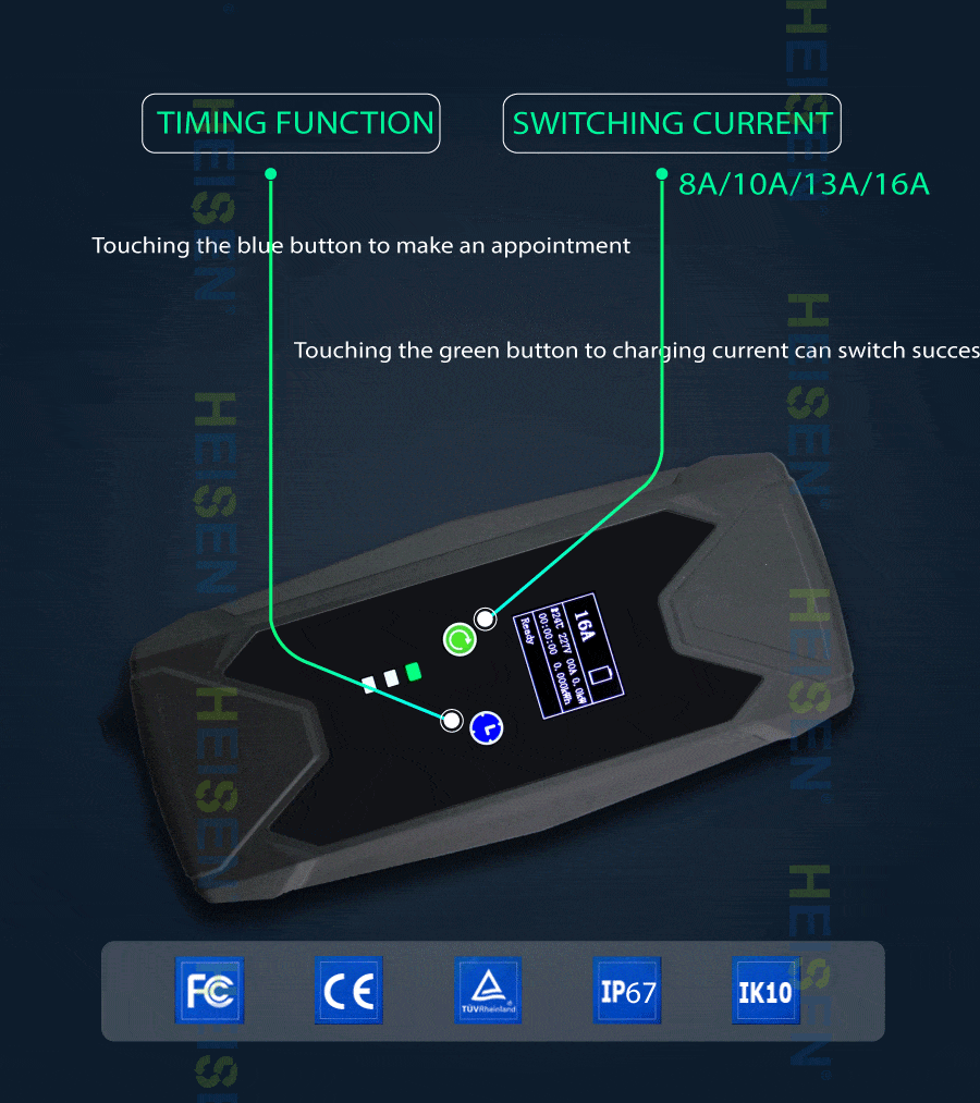 HEISEN 16A adjustable Type 2 Setable EU Electric Car Iec 62196 EV Char ...