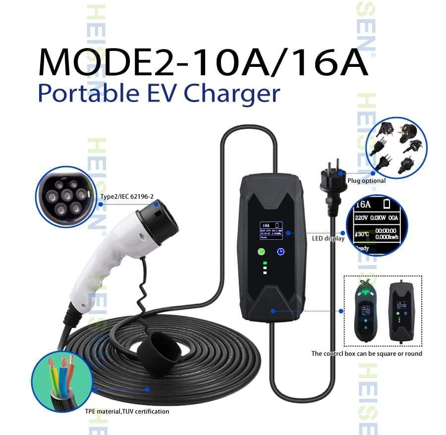 HEISEN 16A adjustable Type 2 Setable EU Electric Car Iec 62196 EV Char ...