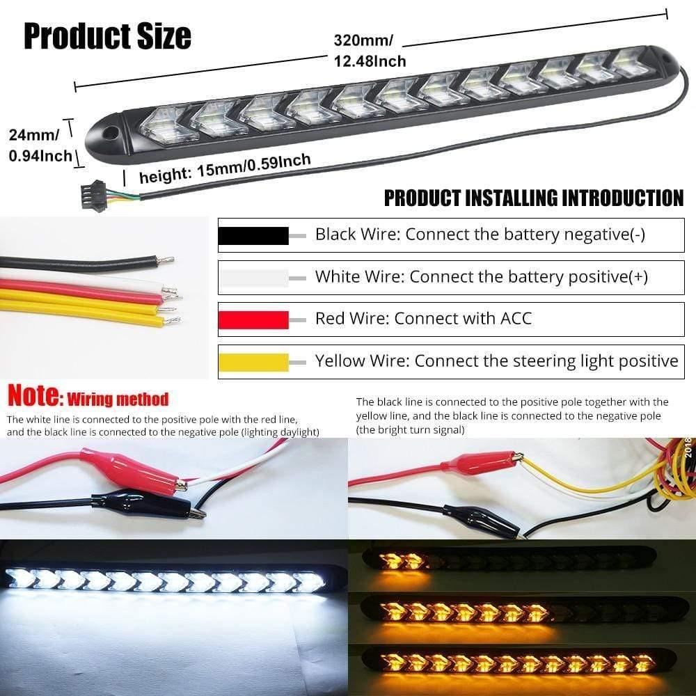 LED Flexible DRL Daytime Running Lights Turn Signal White/Amber Switch ...
