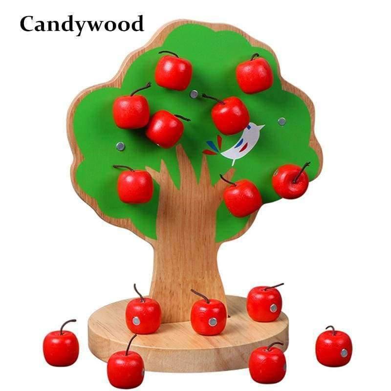 Montessori Wooden Magnetic Apple Tree Math Toys Early Learning ...