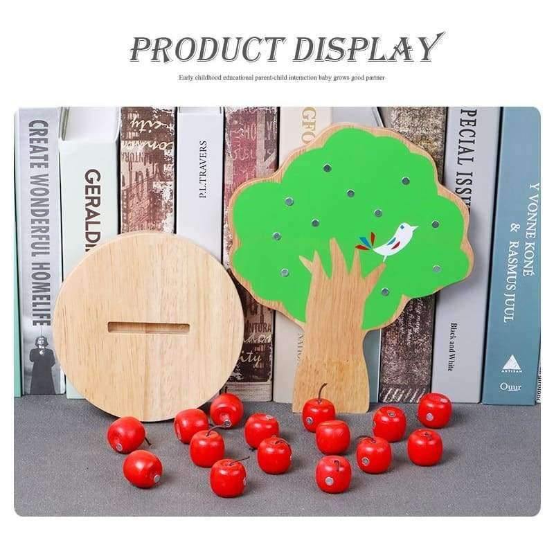 Montessori Wooden Magnetic Apple Tree Math Toys Early Learning ...