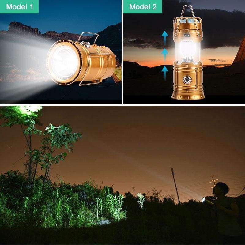 Portable Camping Lantern Light Solar Rechargeable Flashlight EU/US Plug ...