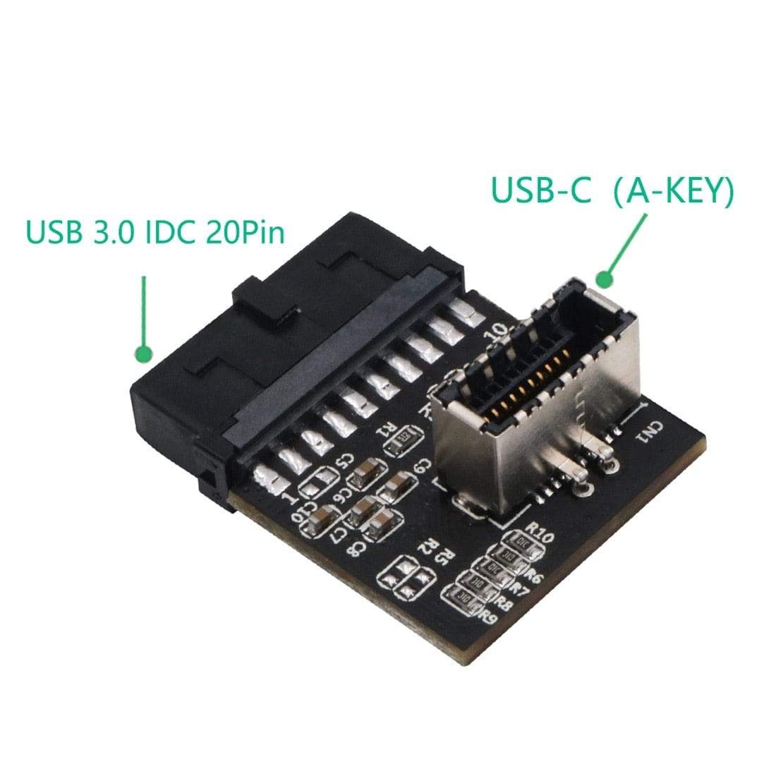 USB 3.0 (3.1 Gen 2) intern IDC 20-pin bundkort header til A-Key 20 ...